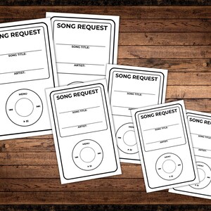 Song Request Cards & Signs, Karaoke Band DJ Printable Song Request Tags ...
