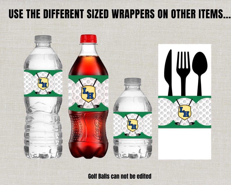 EDITABLE Water Bottle Labels, Custom Golf Birthday Party Favors ...