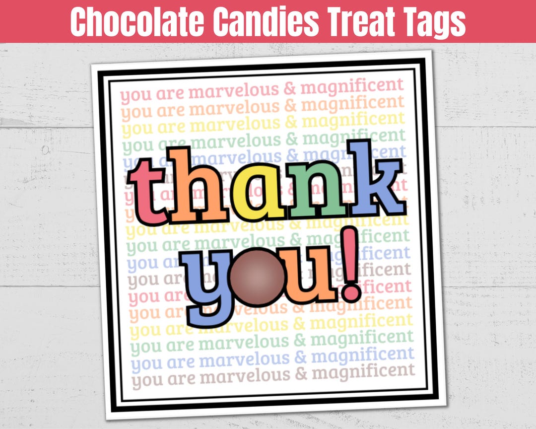 Thank You Gift Tags, Chocolate Candies Goodie Bag Party Favors ...