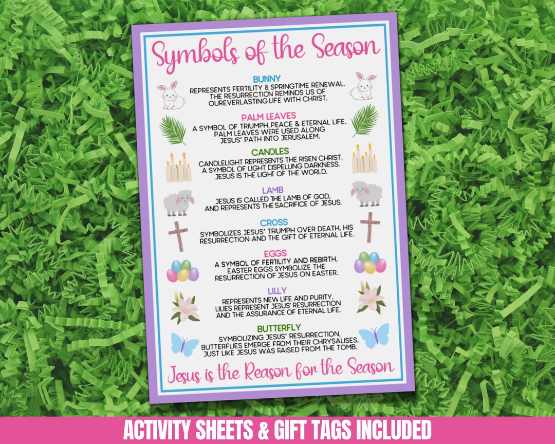 Easter Symbols & Christian Activity Sheet Printable, He is Risen Jesus ...