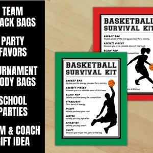 Editable Basketball Survival Kit Gift Tags, Boys & Girls Basketball ...