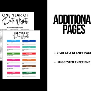 One Year of Date Nights, Gift of Time Printable, 12 Months of Couples ...
