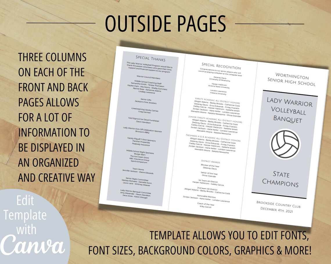 Tri-fold Program Template Printable Folded Program Template - Etsy Canada