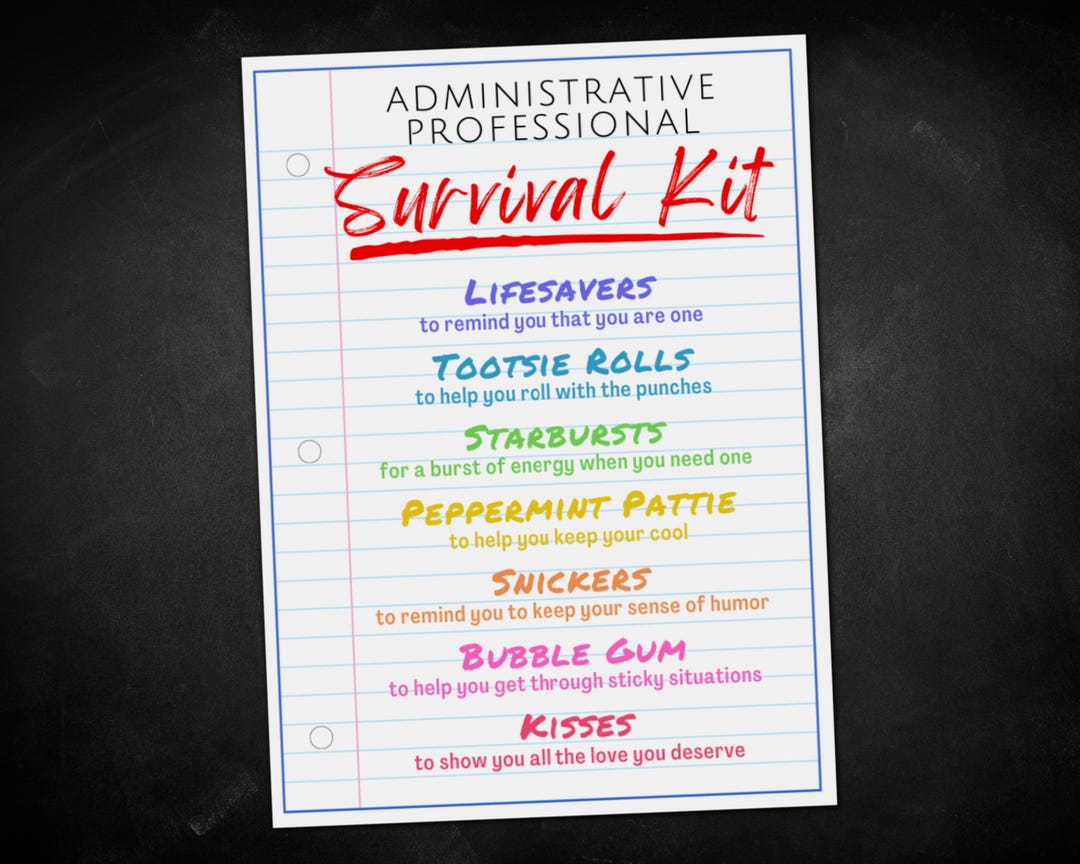 Administrative Professional Survival Kit Gift Tags, Administrative ...