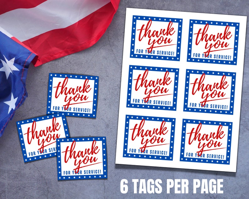 Veterans Gift Tag, Thank You for Your Service Card, Army Navy Air Force ...