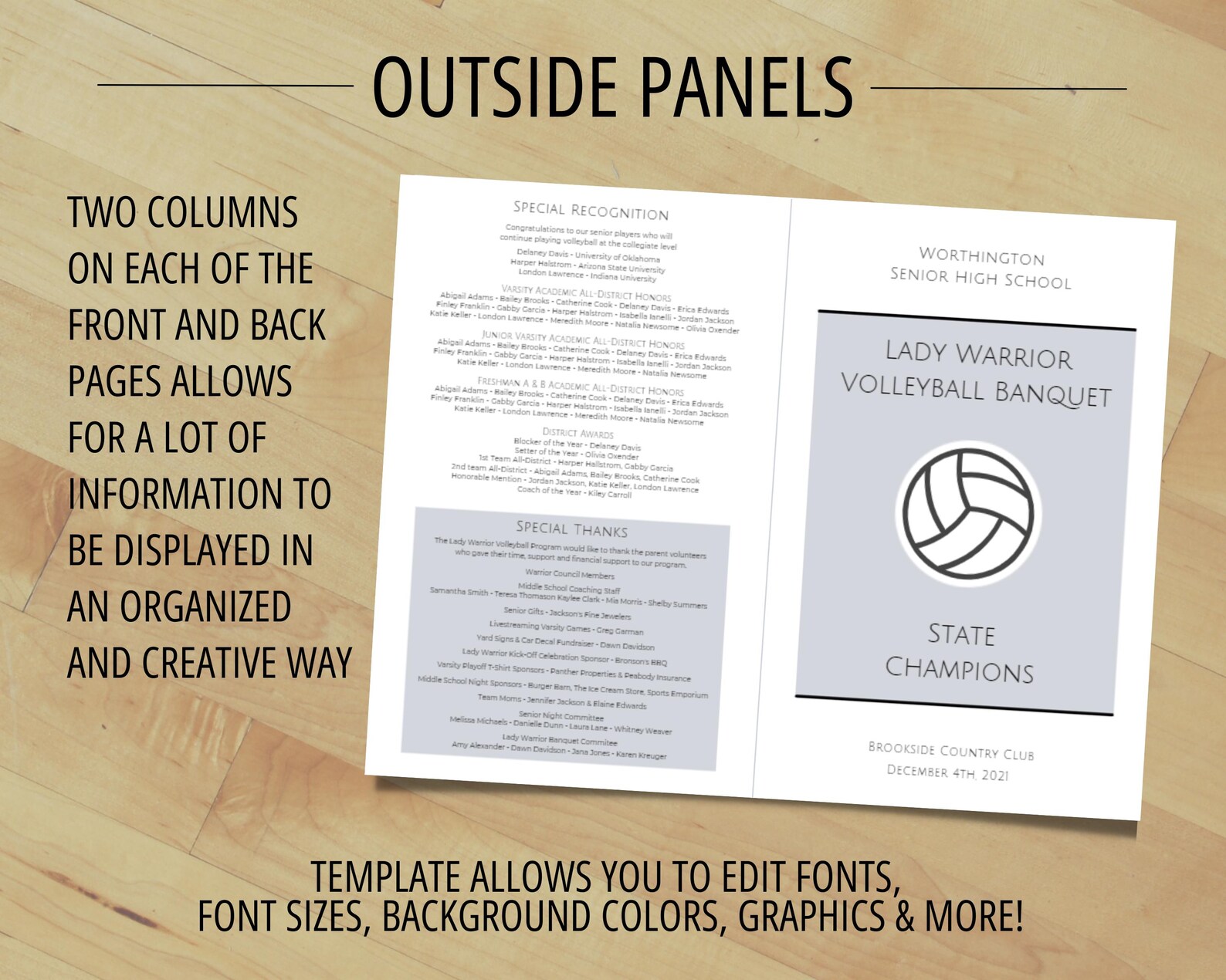 Bi-fold Program Template, Printable and Editable Folded Program ...