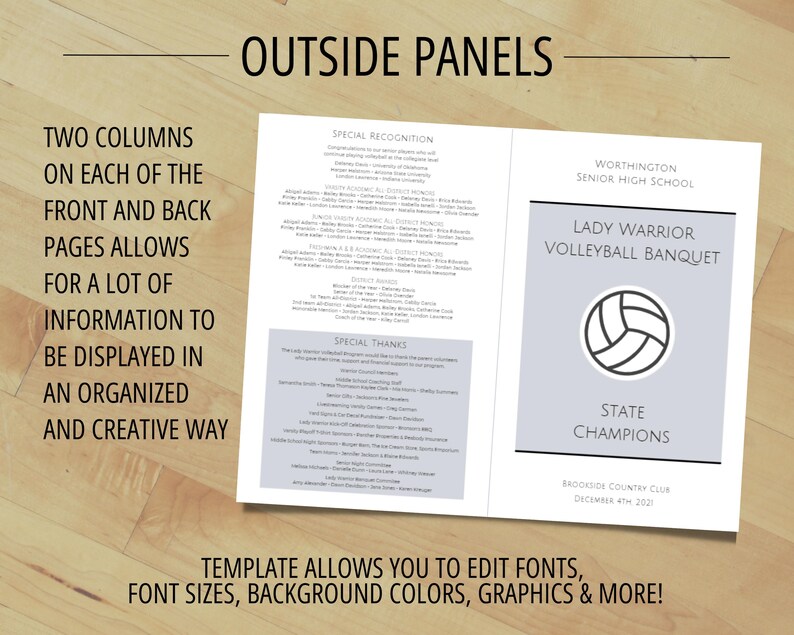 Bi-fold Program Template, Printable and Editable Folded Program ...