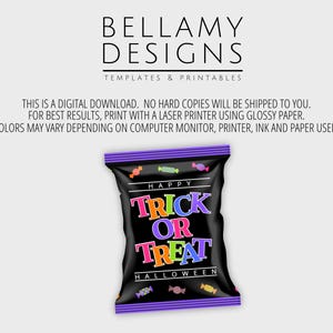 Halloween Chip Bag Wrapper, Trick or Treat Goodie Bag Party Favors ...