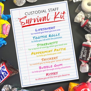 Custodial Staff Survival Kit Gift Tags, School Custodian Staff ...