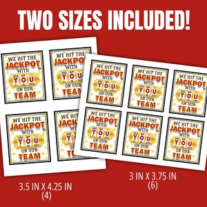 Hit the Jackpot Sports Team Gift Tags, Team Appreciation, Jackpot ...