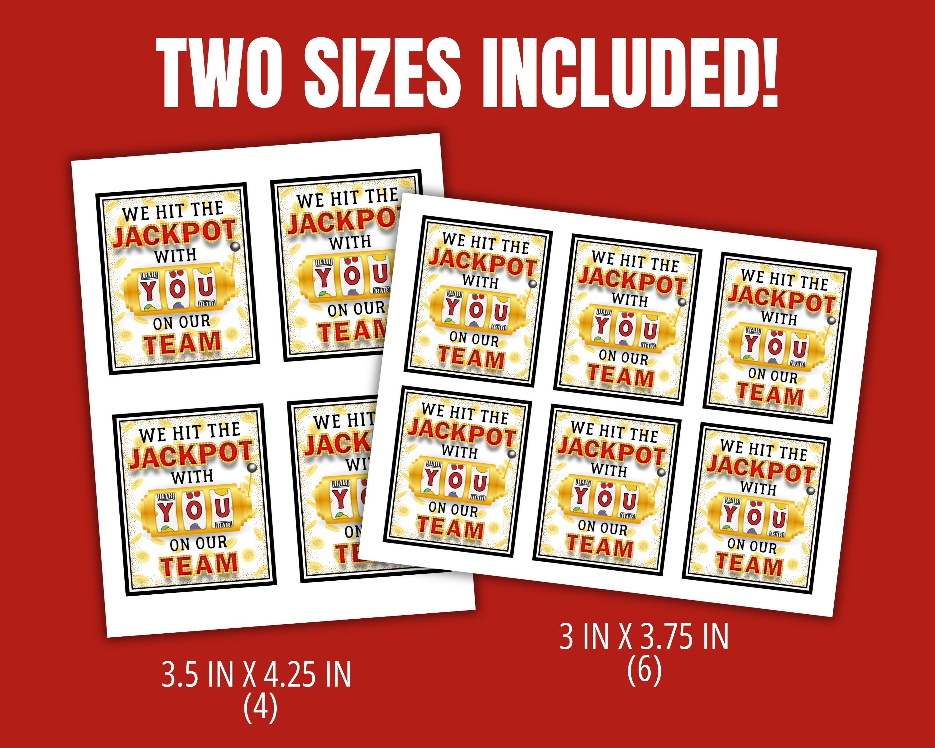Hit the Jackpot Sports Team Gift Tags, Team Appreciation, Jackpot ...