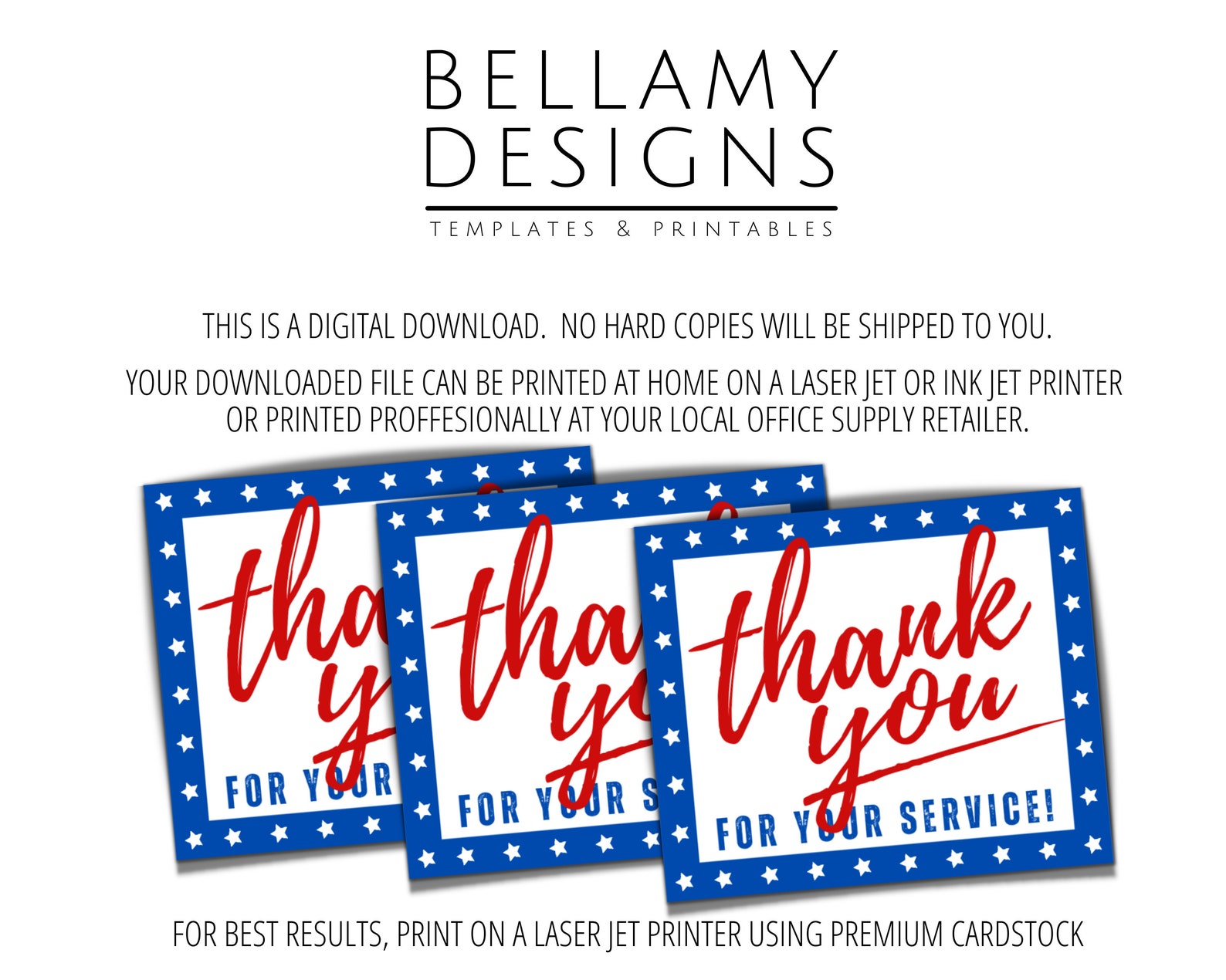 Veterans Gift Tag Thank You for Your Service Card Army Navy - Etsy