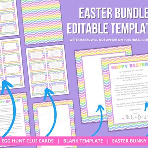 Editable Easter Bunny Letter Bundle Template, Easter Egg Hunt Clue ...