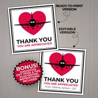 Flight Crew Thank You Card Printable, Flight Attendant Care Package ...