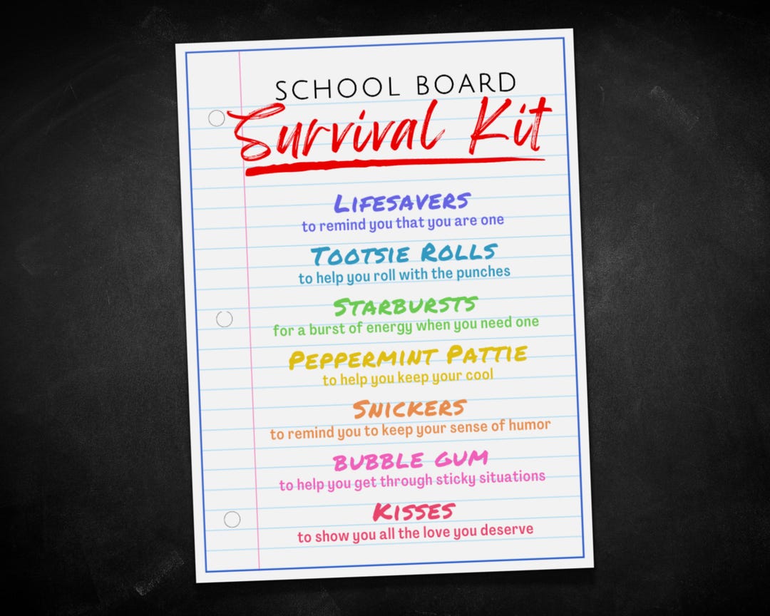 School Board Survival Kit Gift Tags, School Board Member Appreciation ...