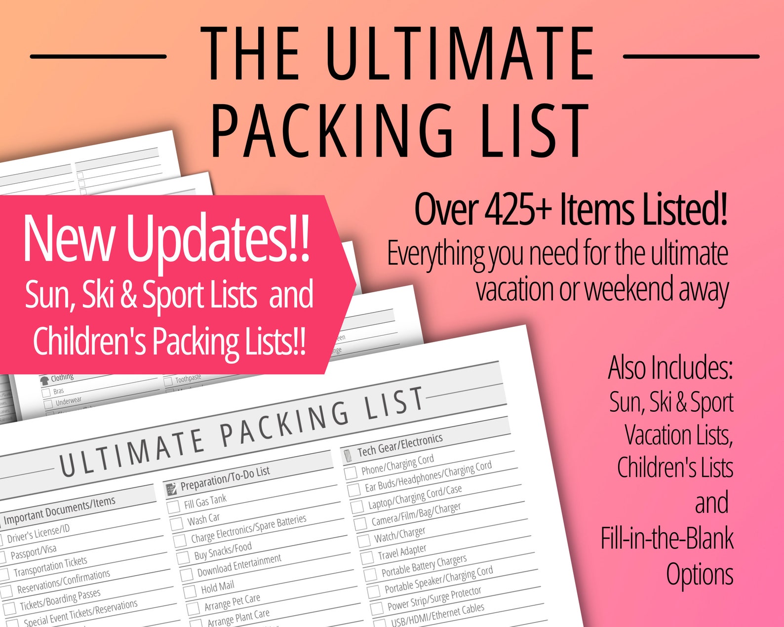 Ultimate Packing List Printable Packing Planner List Planner - Etsy