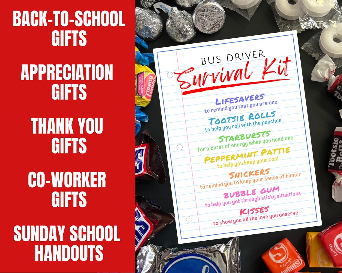 Bus Driver Survival Kit Gift Tags Transportation Department - Etsy