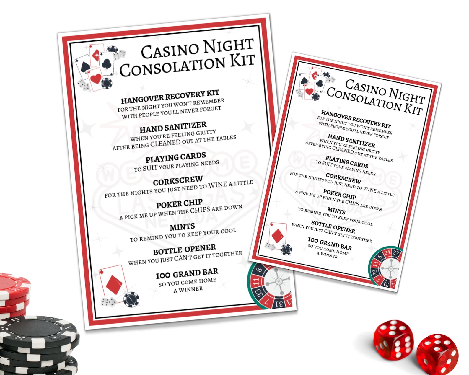 Casino Night Consolation Kit Gift Tags, Casino Party Favor, Girls Night ...