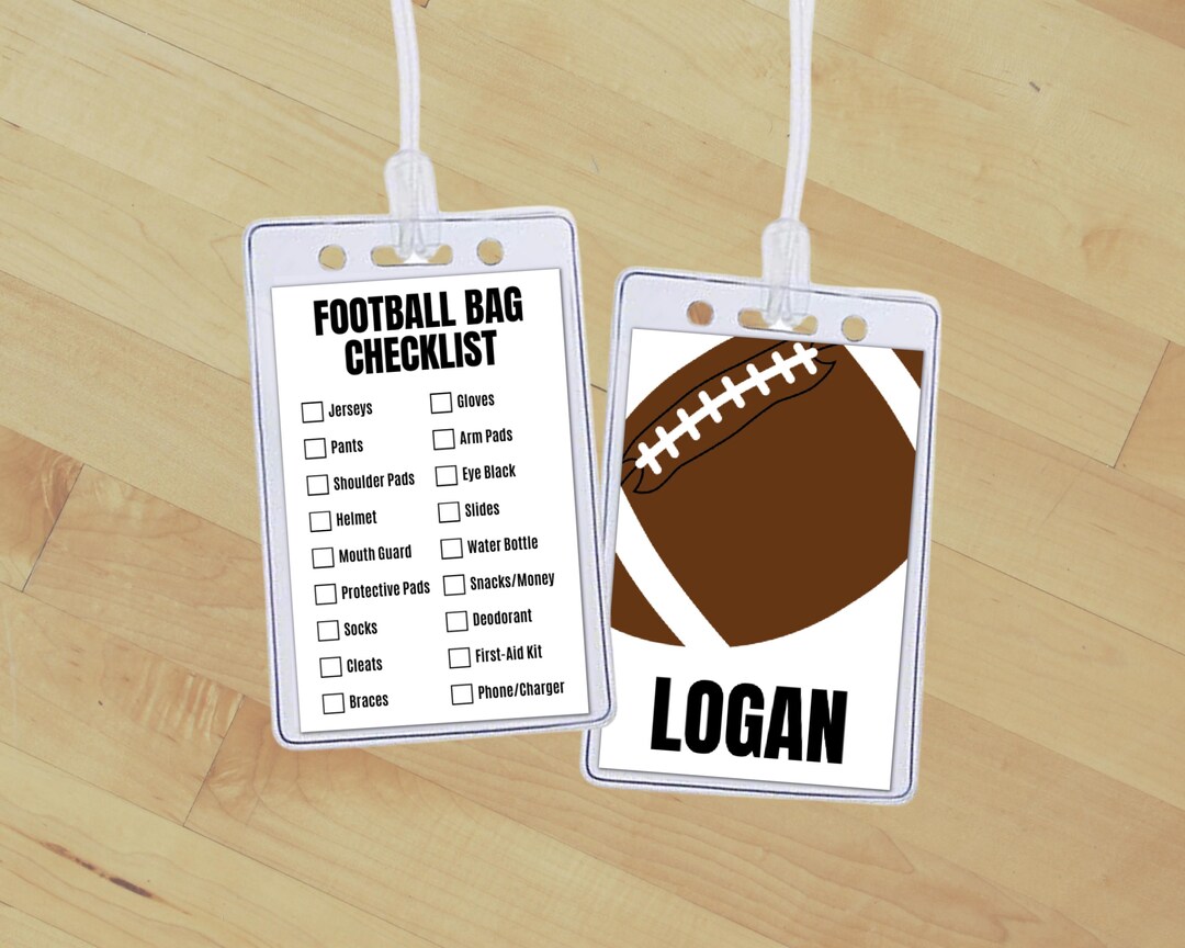 Editable Football Bag Tag Insert, Custom Football Equipment Gear ...