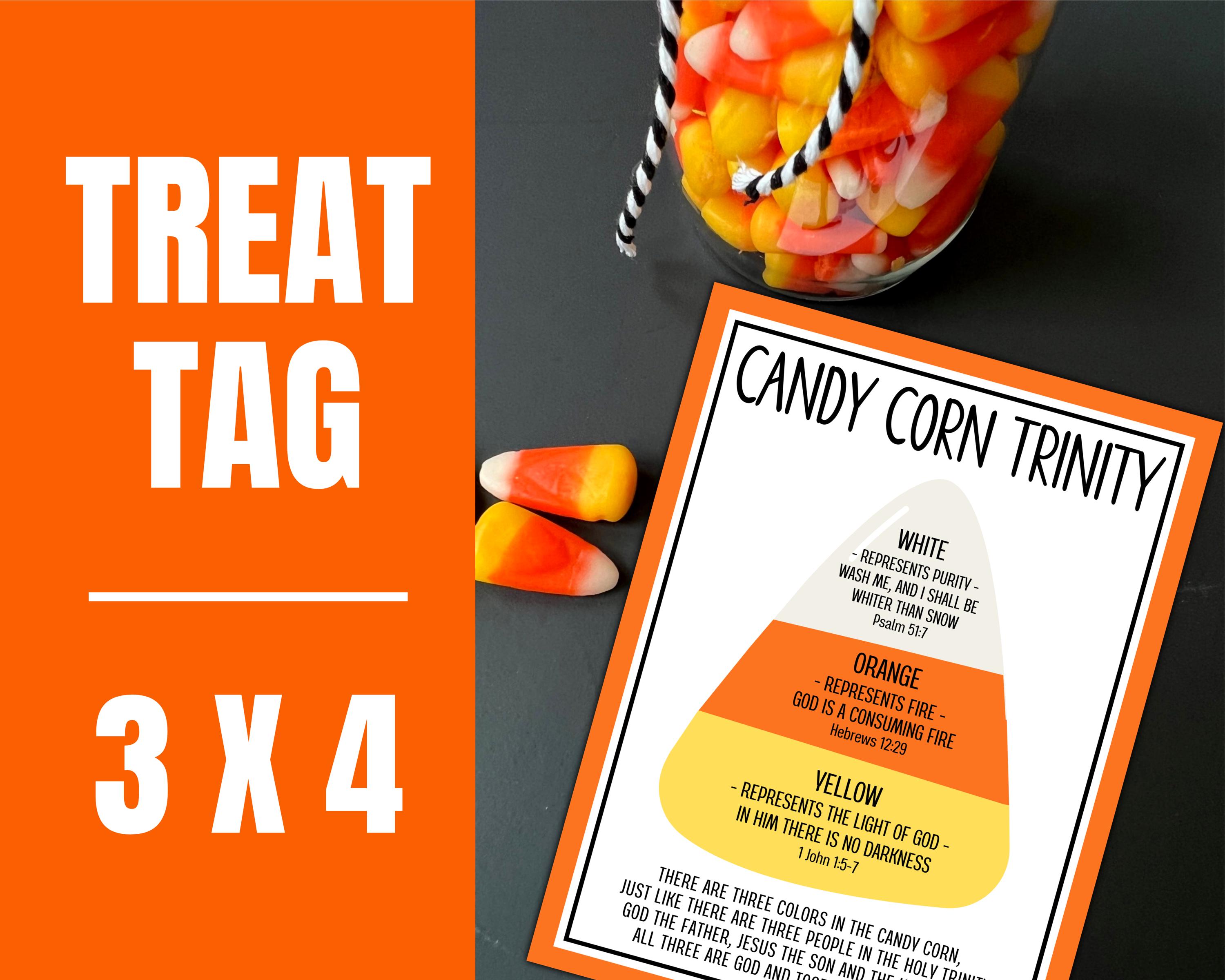 Candy Corn Trinity Tag, Christian Halloween Treat Tags, Treat Bag Tag ...