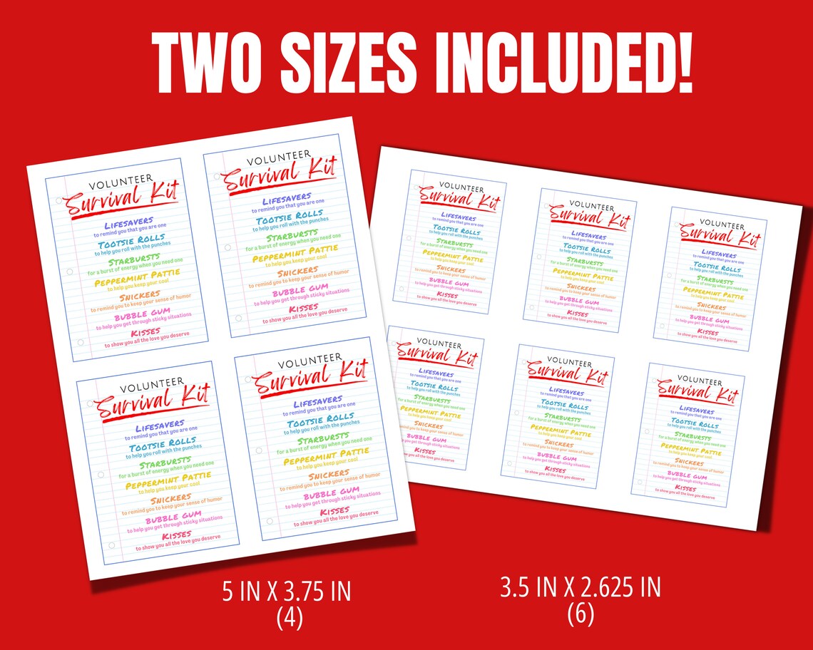 Volunteer Survival Kit Gift Tags Volunteer Appreciation and - Etsy