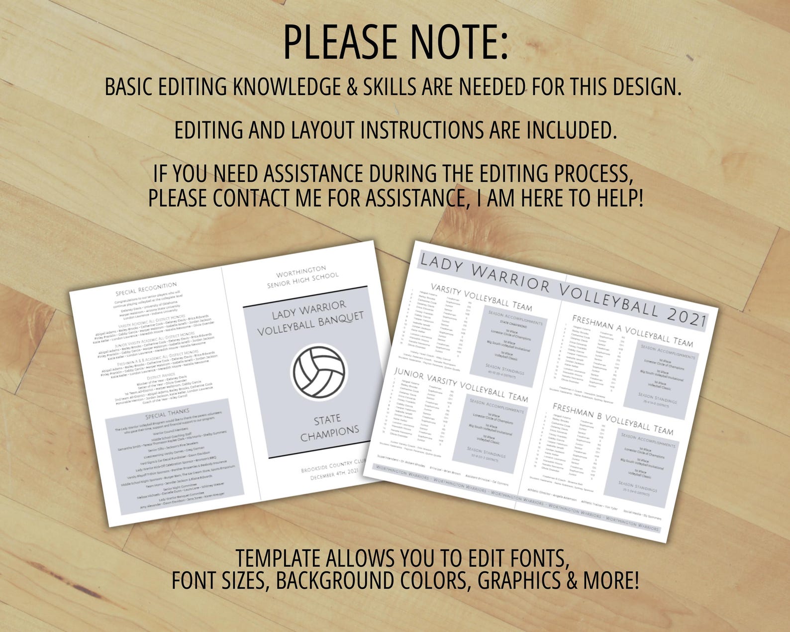 Bi-fold Program Template, Printable and Editable Folded Program ...