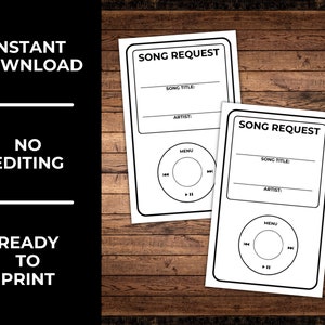 Song Request Cards & Signs, Karaoke Band DJ Printable Song Request Tags ...