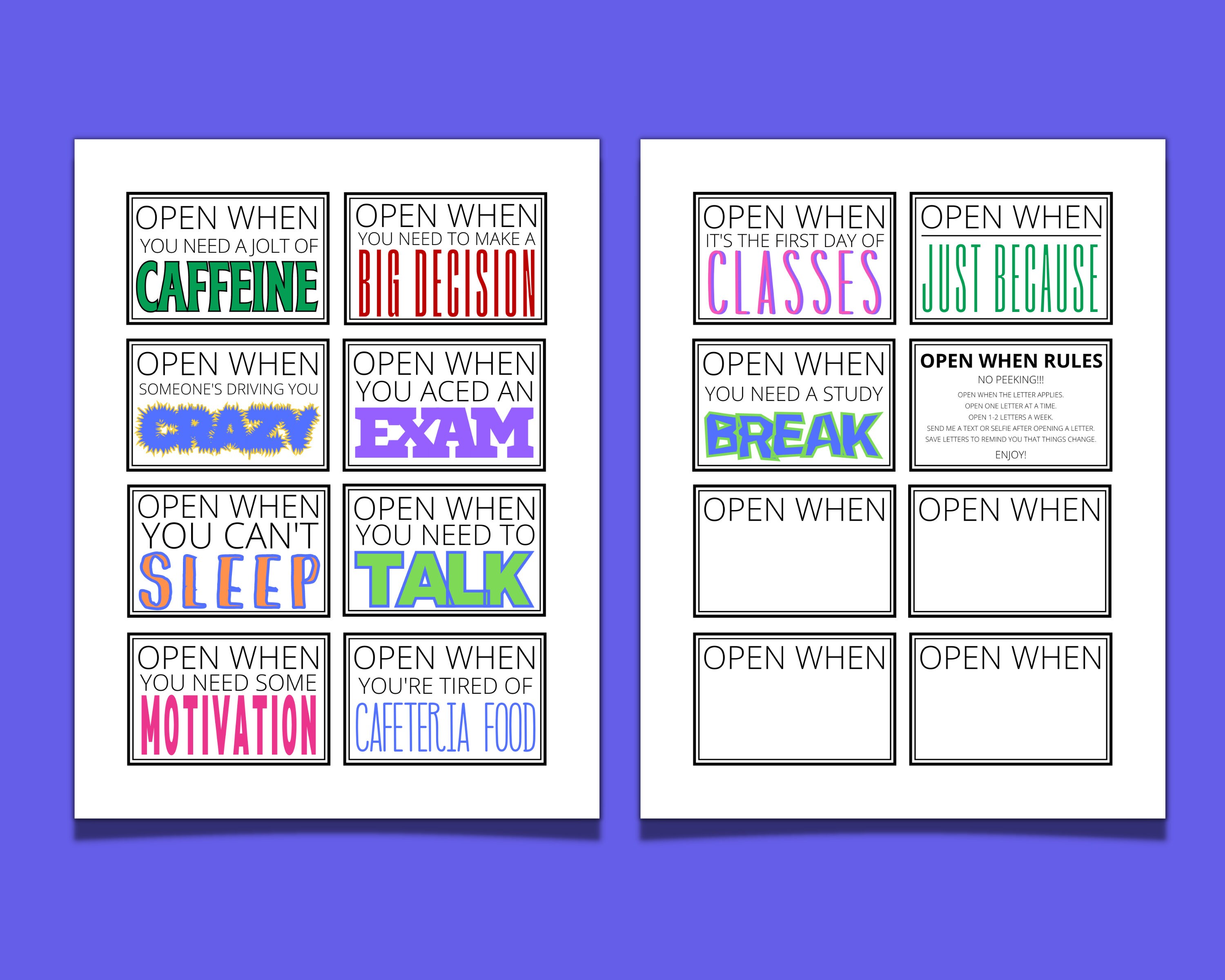 Open When Letters Printable Envelope Labels or Cards College - Etsy