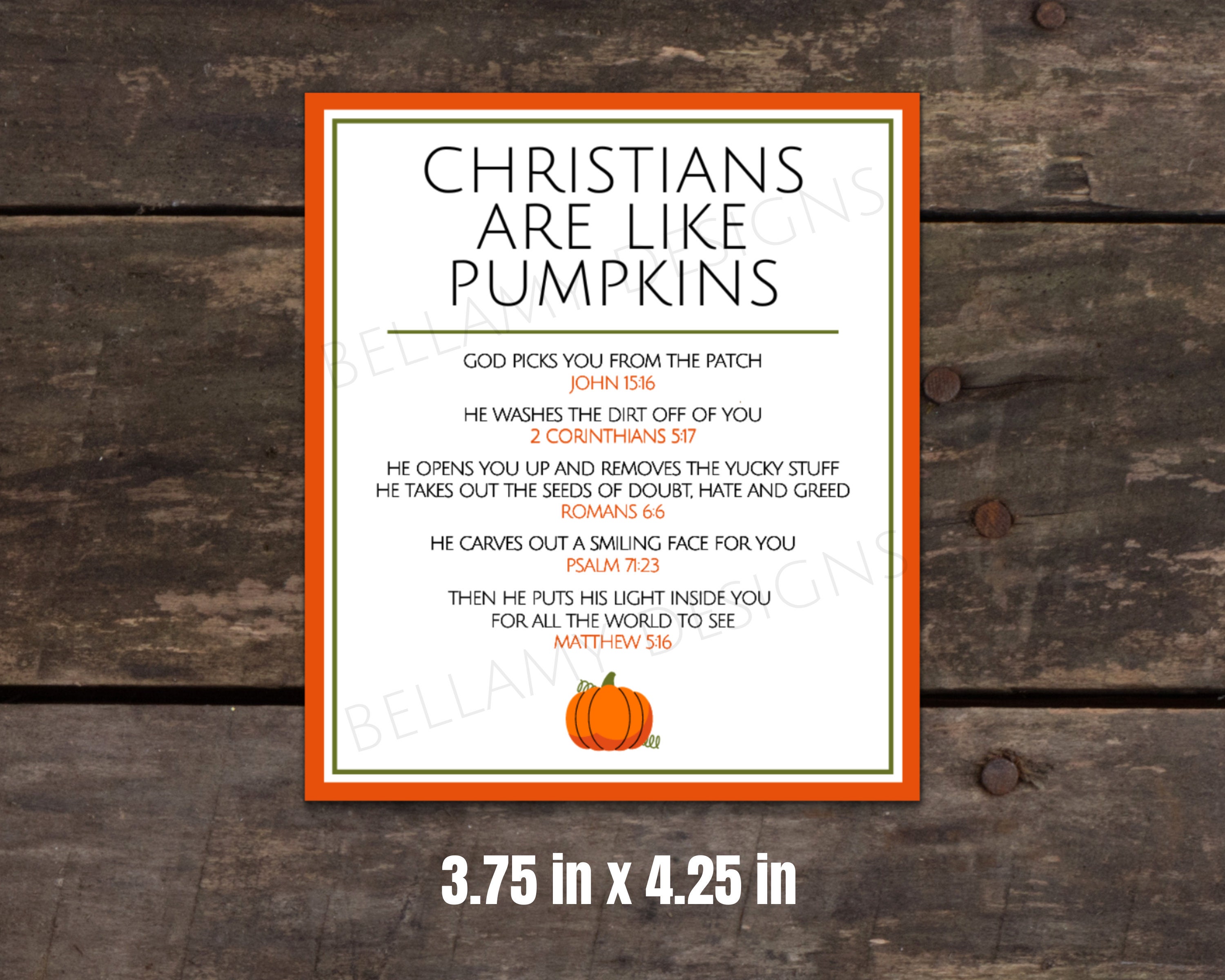 Christians Are Like Pumpkins Tag, Christian Pumpkin Carving Tag, School ...