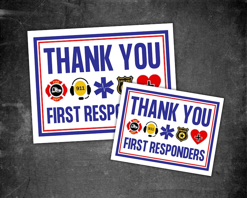 Thank You First Responders Gift Tags, Police Firefighter 911 EMS EMT ...