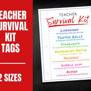 Teacher Survival Kit Gift Tags, Meet the Teacher Appreciation and Thank ...