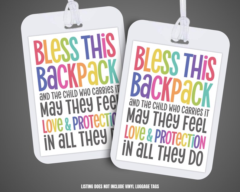 Backpack Blessings Gift Tags, Bless This Backpack, Back to School Prayer Cards, Sunday School ...