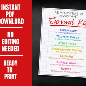 Administrative Assistant Survival Kit Gift Tags, Administrative ...