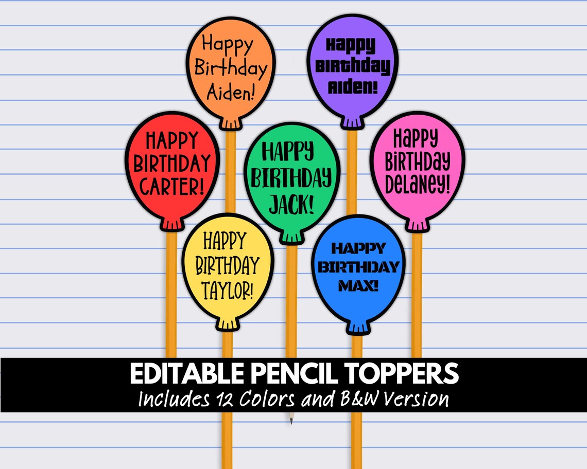Balloon Pencil Toppers, Student Birthday Gift, Goodie Bag Party Favors ...