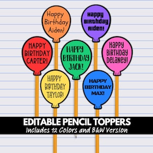 Balloon Pencil Toppers, Student Birthday Gift, Goodie Bag Party Favors ...