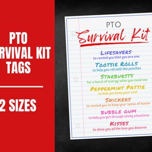 PTO Parent Teacher Organization Survival Kit Gift Tags, PTO ...
