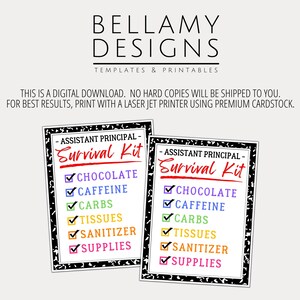 Assistant Principal Survival Kit Gift Tag, School Principal Day Thank ...