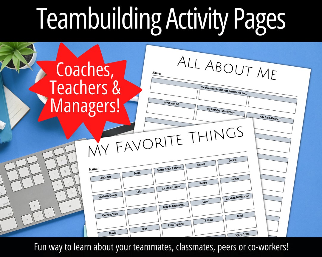 Teambuilding Activity Pages, All About Me and My Favorite Things Pages ...