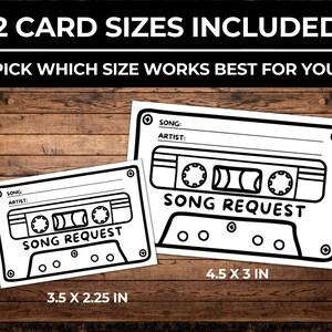 Song Request Cards & Signs, Karaoke Band DJ Printable Song Request Tags ...