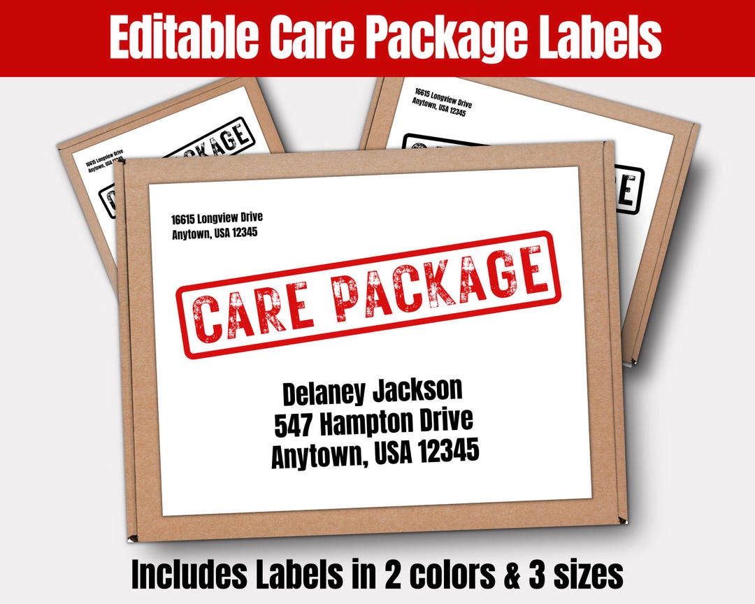 Editable Care Package Label, Mailing Label Printable Camp Care Package ...