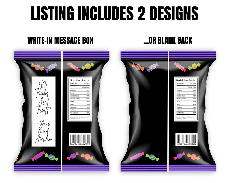 Halloween Chip Bag Wrapper Trick or Treat Party Favor Snack - Etsy