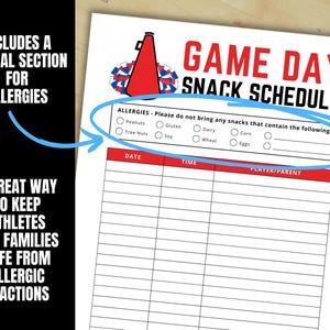 EDITABLE Cheerleading Snack Schedule Sign up Sheet, Cheer Game Day ...