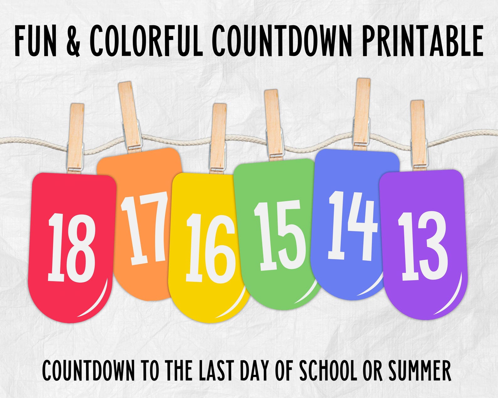 Countdown to Summer Vacation, Last Day of School Countdown Printable ...