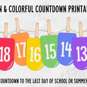 Countdown to Summer Vacation, Last Day of School Countdown Printable ...