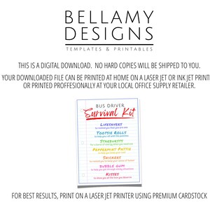 Bus Driver Survival Kit Gift Tags, Transportation Department ...