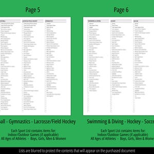 Sports Packing List, Tournament Game Competition Checklist for Athletes ...