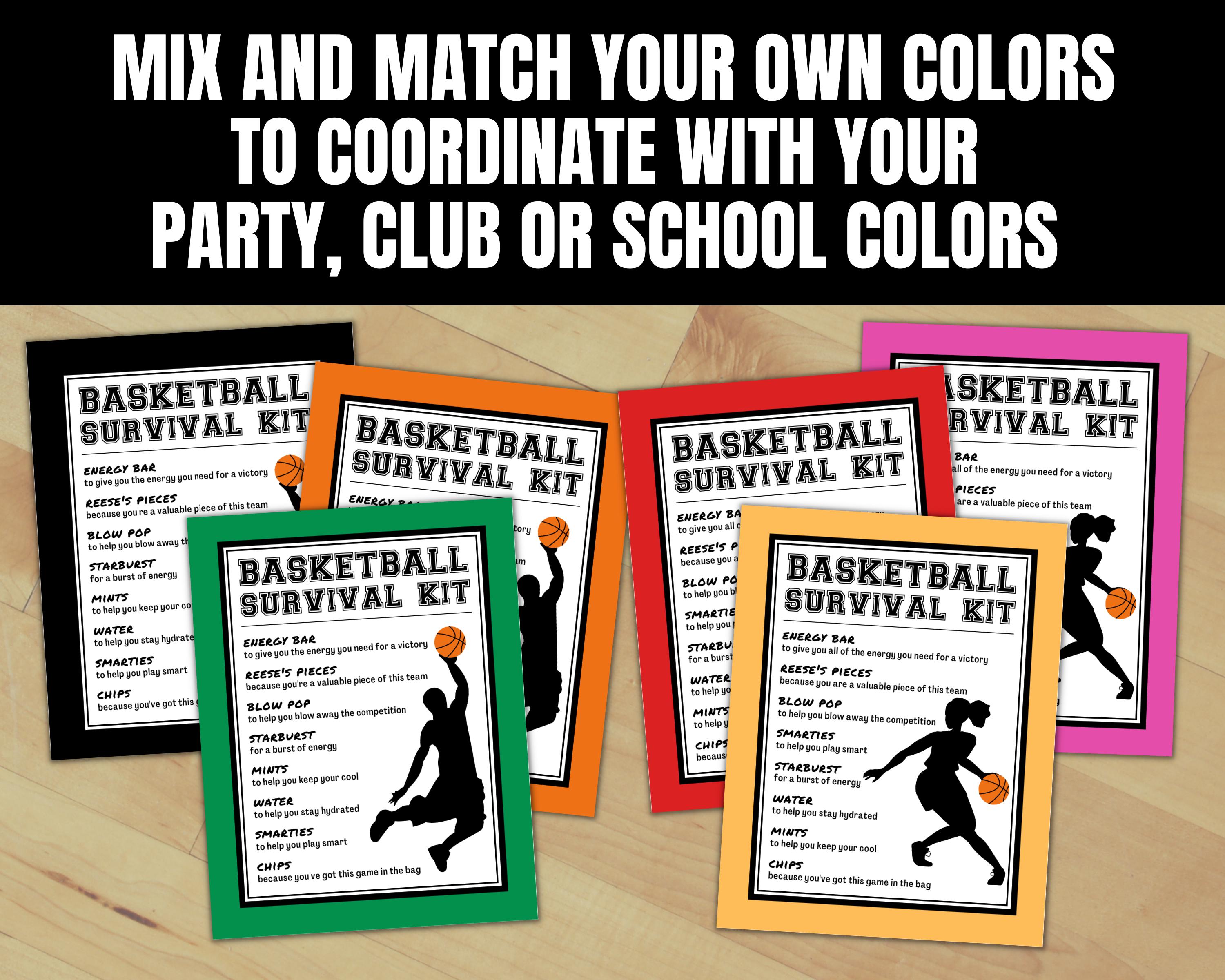 Editable Basketball Survival Kit Gift Tags, Boys & Girls Basketball ...