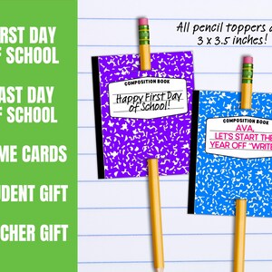 EDITABLE Pencil Toppers, Composition Notebook Printable for Students ...