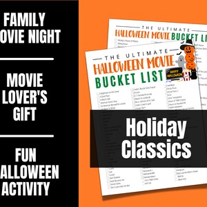 Halloween Movie Bucket List, Family Movie Night Printable, Scary Movie ...