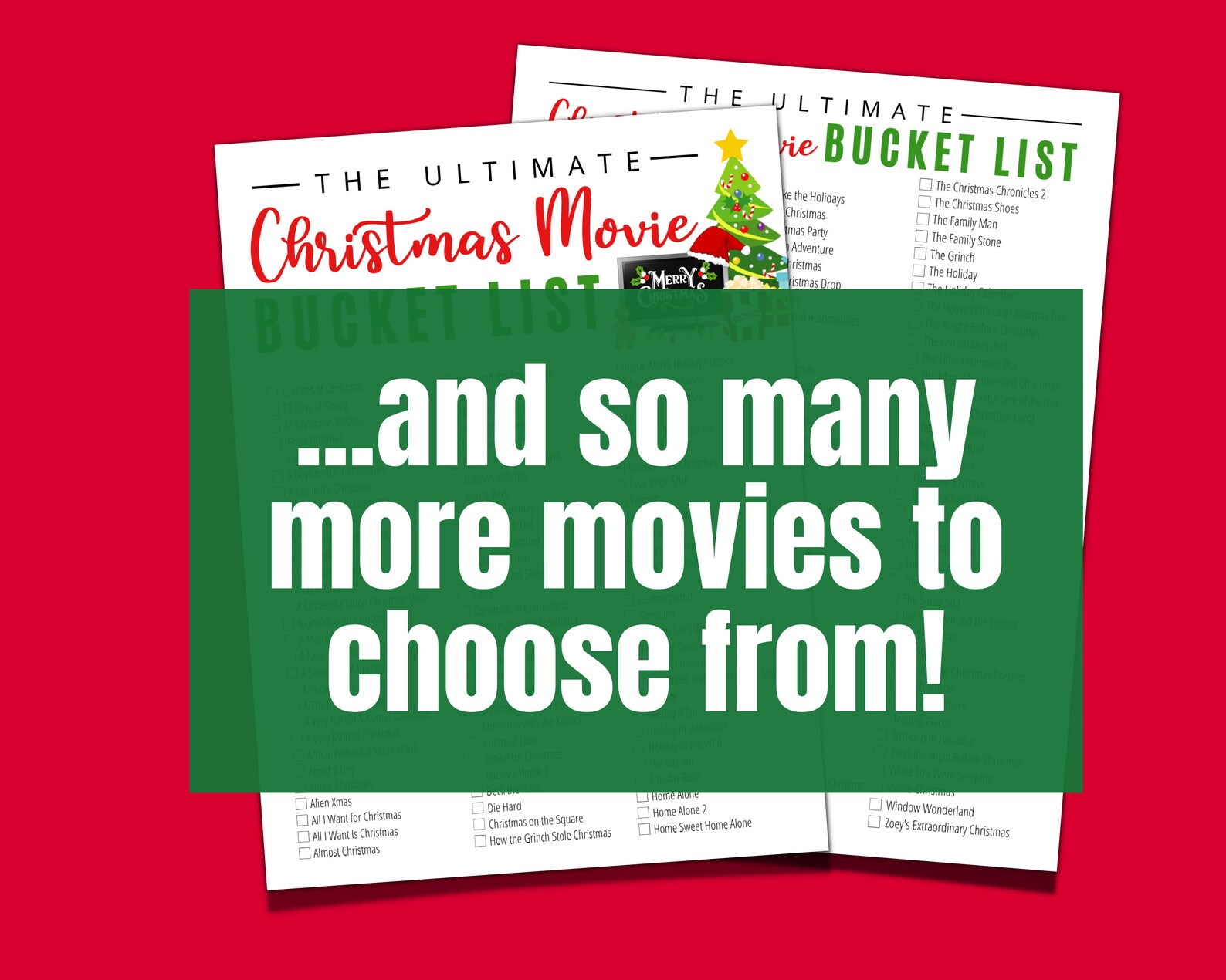 Christmas Movie Bucket List, Family Movie Night Printable, Xmas Movie ...
